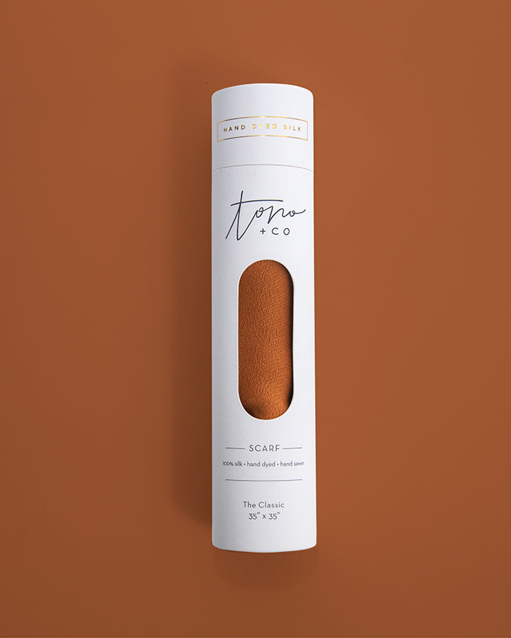 'The Classic' Washable Silk Scarf in Rust – Tono + co